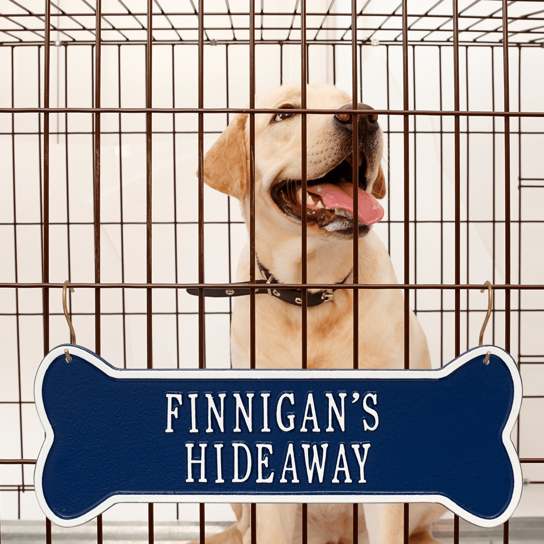 Dog Crate Plaque - Bone Shape Sign Custom Made With Dog's Name Hangs On ...