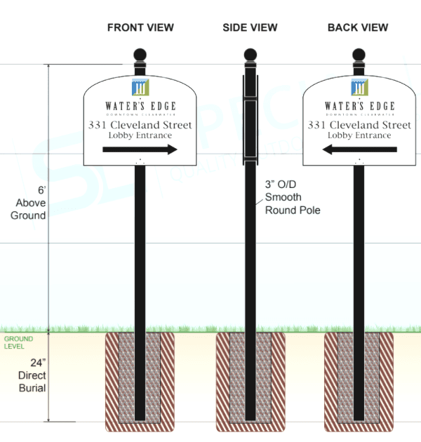 Custom Double Sided Sign With Pole For Entrance, Complex Name ...