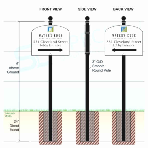 Custom Double Sided Sign With Pole For Entrance, Complex Name ...