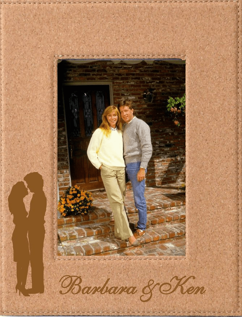 Custom Engraved Cork Picture Frame With Romantic Couple