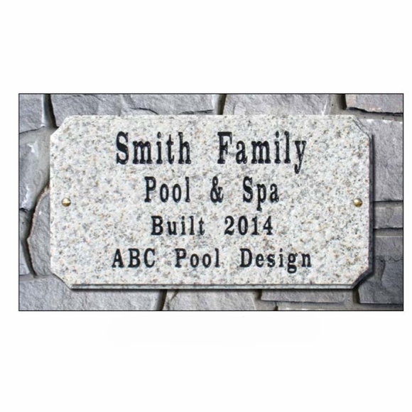 Custom Granite Plaque For Welcome, Pool, Home or Business, Built or Est ...