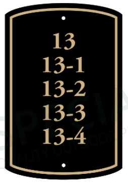 Custom Metal Sign - Up To 5 Lines For Multi Unit Address Numbers, Room ...