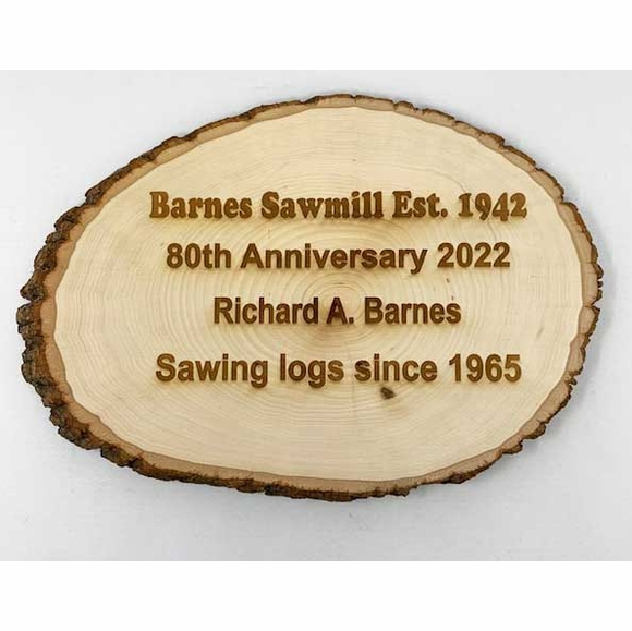 Custom Engraved Wood Log Plaque