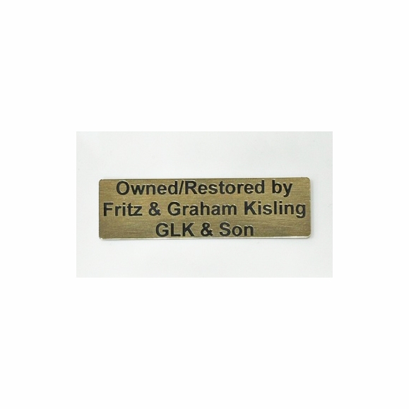 Dash Plaque - Owned Restored By, Built, Driven, Your Custom Text