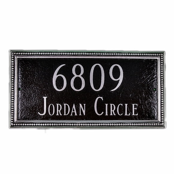 Decorative Address Sign With Two Lines and Beaded Border - For Wall or ...