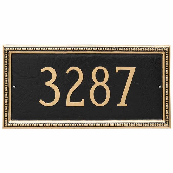 Decorative Address Sign With Two Lines and Beaded Border - For Wall or ...