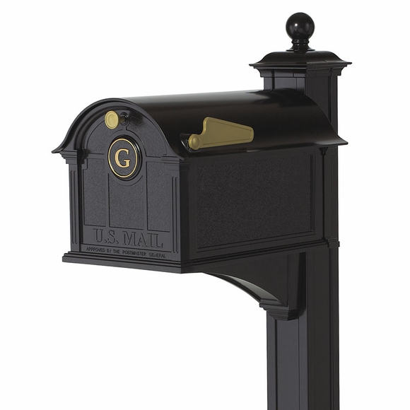 Decorative Mailbox With Post and Monogram
