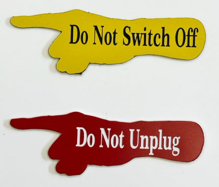 Do Not Switch Off Label - Do Not Unplug, Touch, Custom Text, Hand With ...