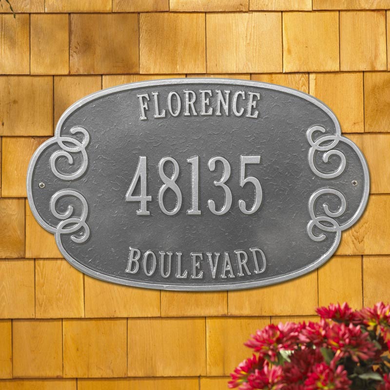 3 Line Address Sign Embellished Oval