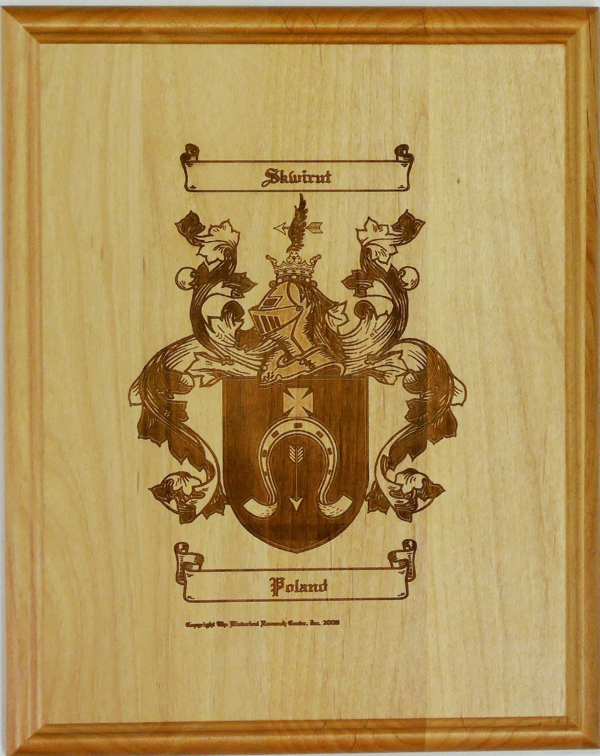 Engraved Coat of Arms Plaque - Family Name Crest