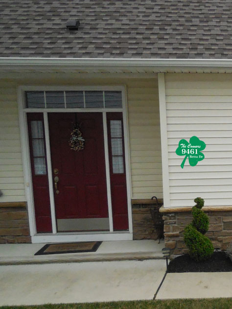 Shamrock Address Plaque - Three Leaf Clover House Number Sign - Extra Large