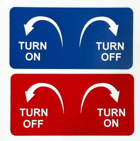 Faucet Valve ON-OFF Turn Direction Reminder Sign