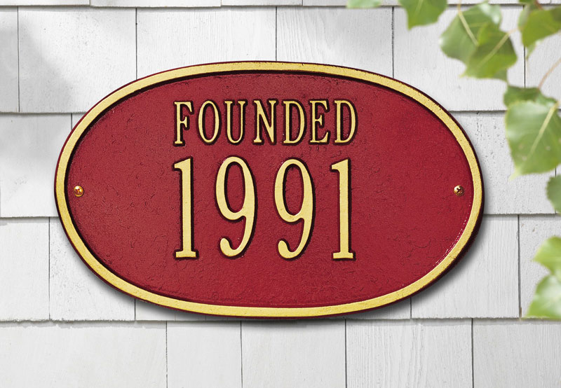 FOUNDED Year Sign - Custom Metal Date Plaque