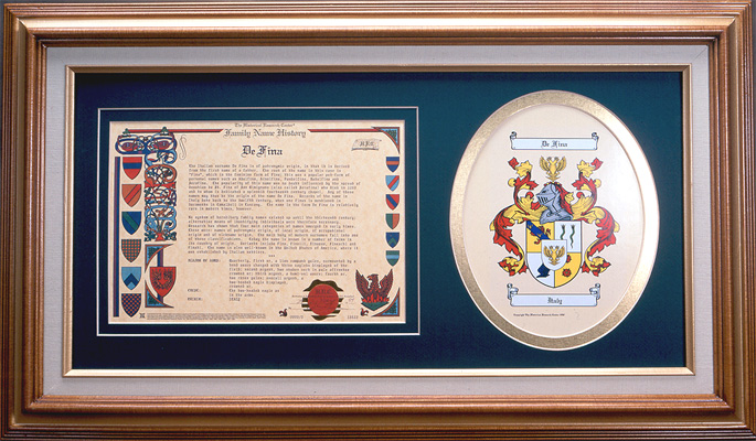 Framed Coat of Arms and Family Name History