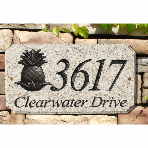 Granite Address Plaque with Pineapple Emblem