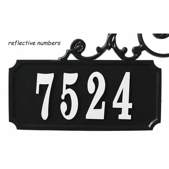 Hanging Address Sign with Decorative Post