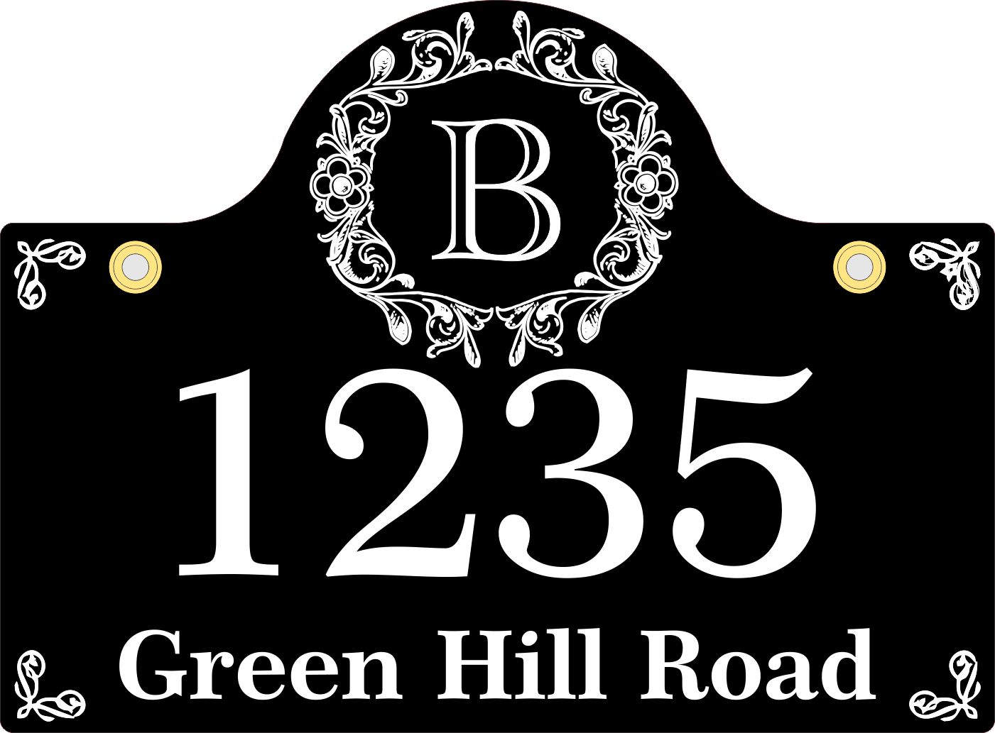 Hanging Address Sign With Monogram Initial Double Sided