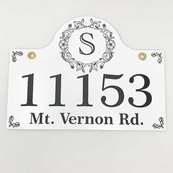 Hanging Address Sign With Monogram Initial Double Sided