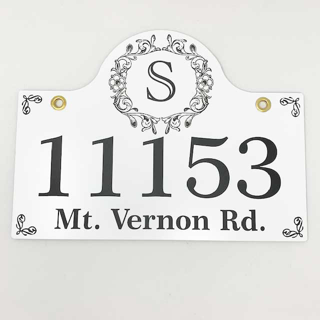 Hanging Address Sign With Monogram Initial Double Sided