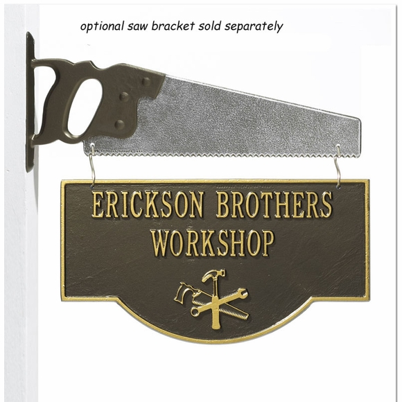 Hanging Metal Plaque With Hammer, Saw, and Wrench - Two Sided Address ...