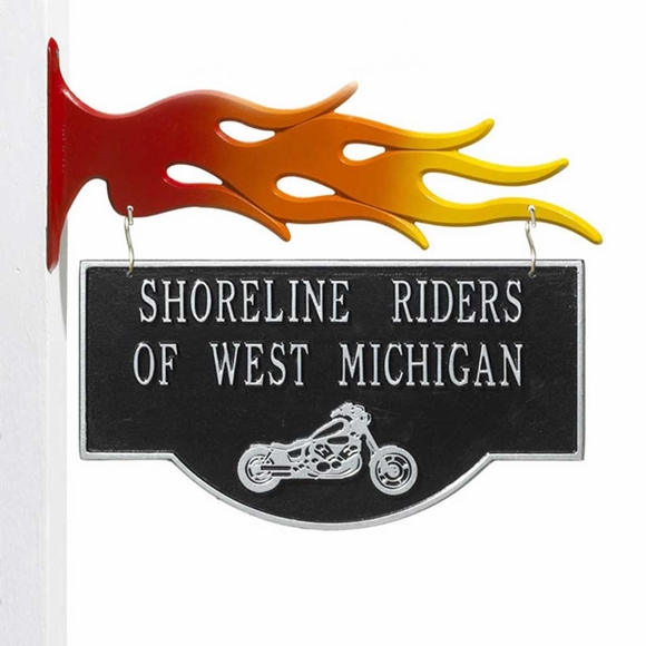 Hanging Plaque With Motorcycle - Double Sided Metal Sign