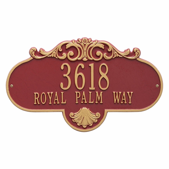 Home Address Sign - Unique Shape With Decorative Scroll Pattern