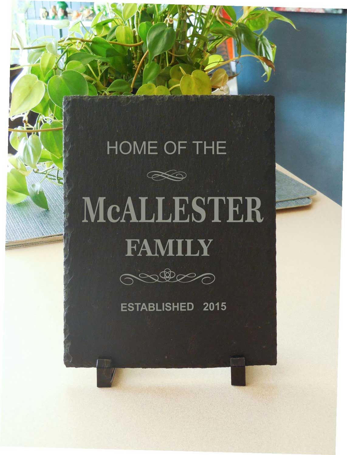Personalized Slate Home or House Established Plaque for Tabletop Display