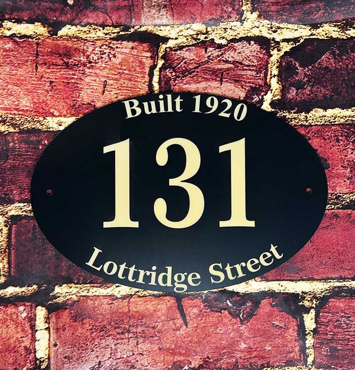 House Number Sign with Circa Date, Year Built, Home Name, Custom Text