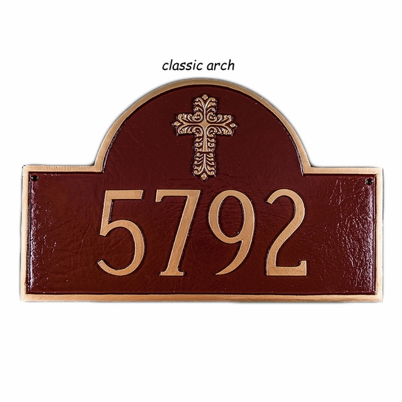 House Number Sign with Cross