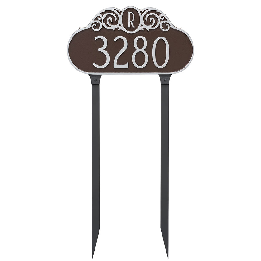 Lawn Mounted House Number Street Sign With Monogrammed Initial - Yard ...