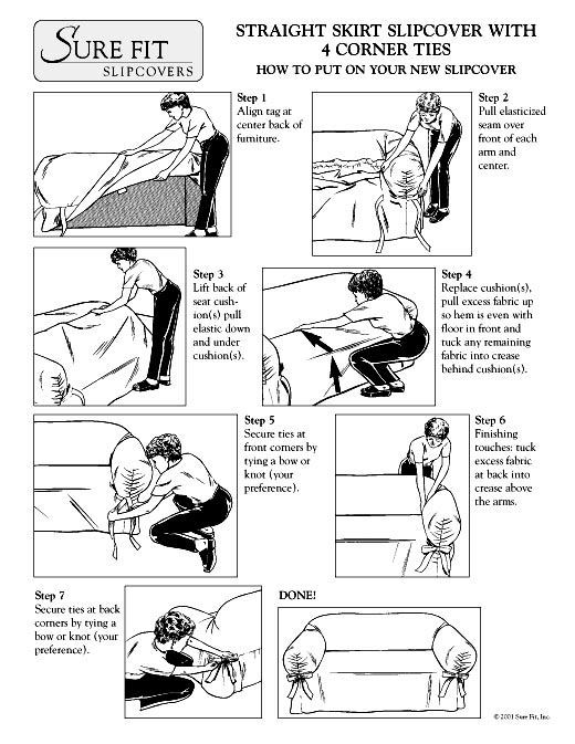 How To Put On 1 Piece Slipcover With Straight Skirt Corner Ties how-to-put-on-1-piece-slipcover-with-straight-skirt-corner-ties