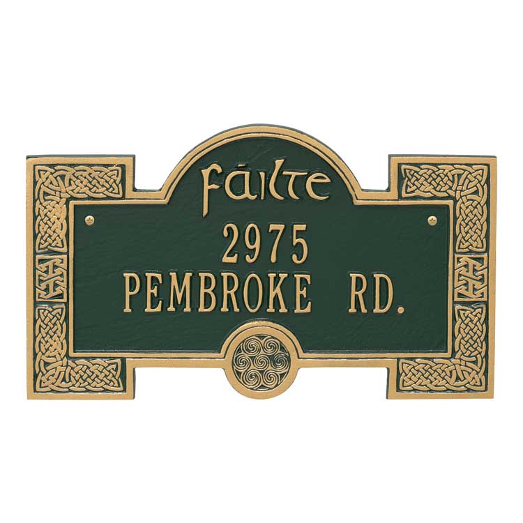 Failte Address Plaque with Celtic Knot Border - Irish House Number Sign