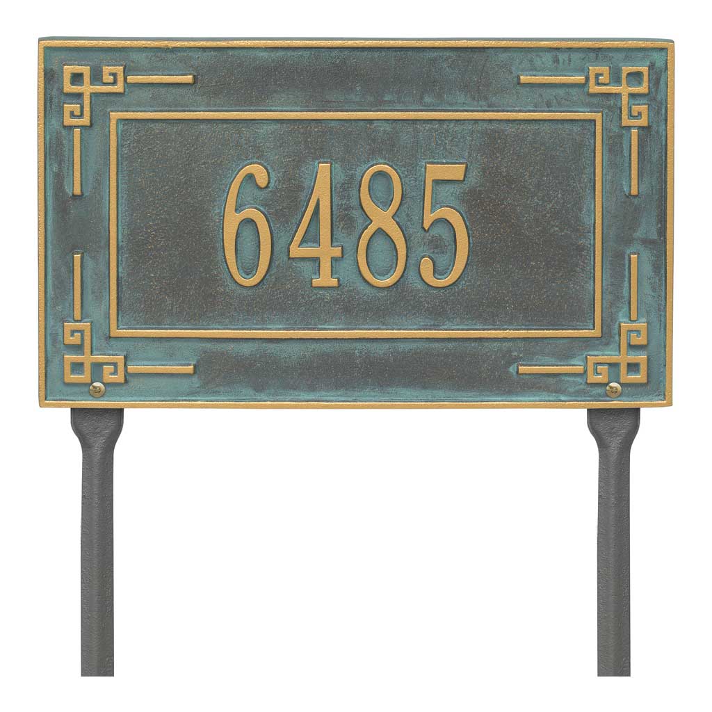 Metal Address Plaque With Greek Key Decoration