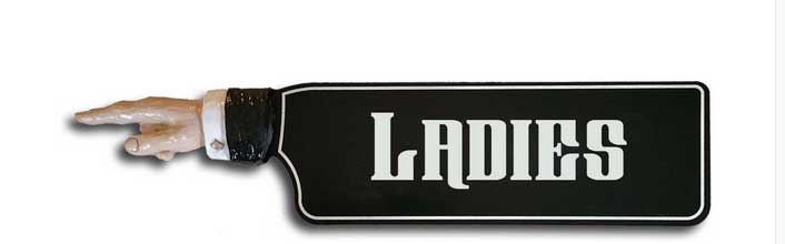 LADIES Room Directional Sign Hand With Pointing Finger