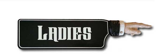 LADIES Room Directional Sign Hand With Pointing Finger