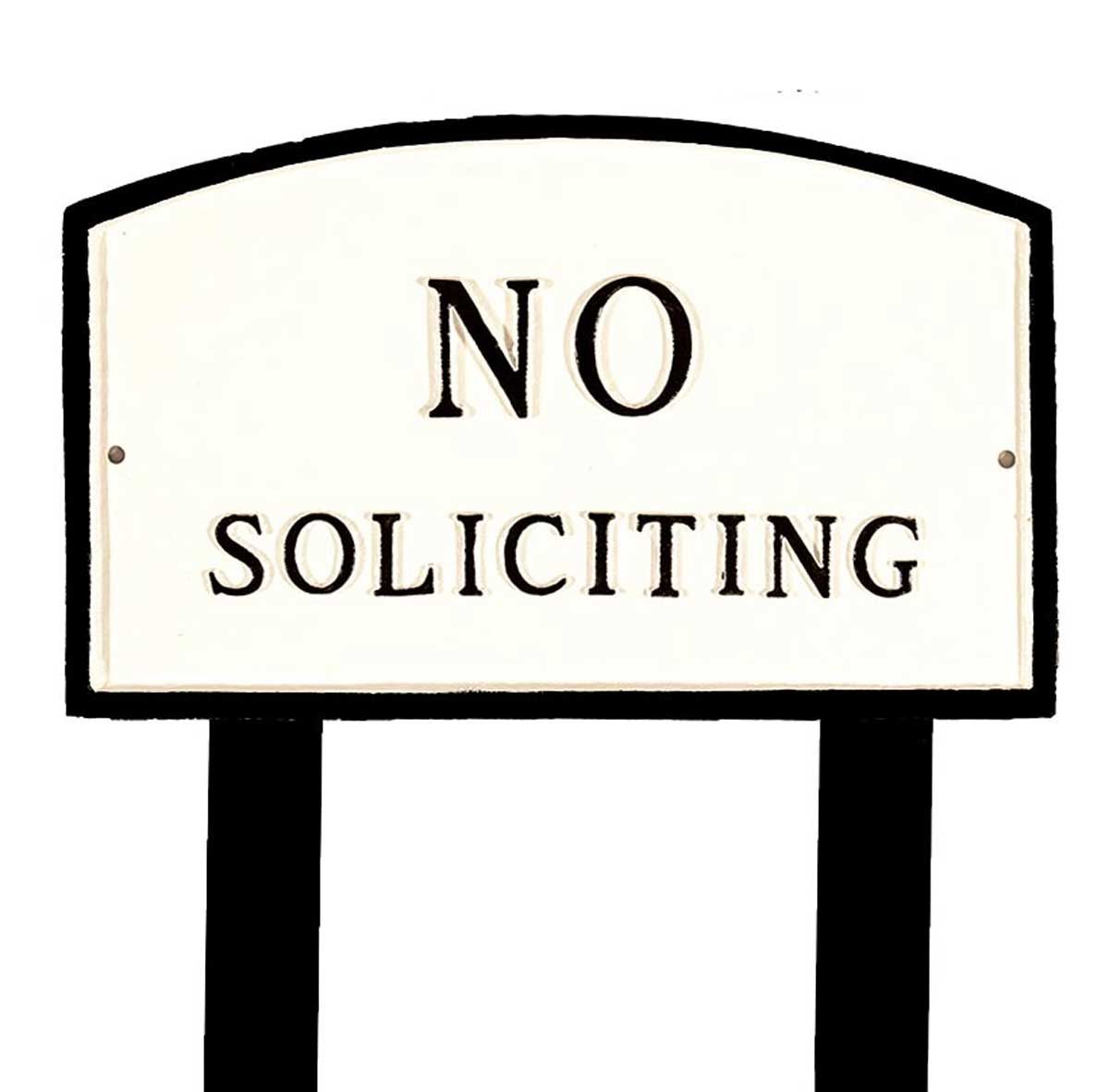 No Soliciting Sign - Large Metal Sign For Wall or Lawn Stake Mount