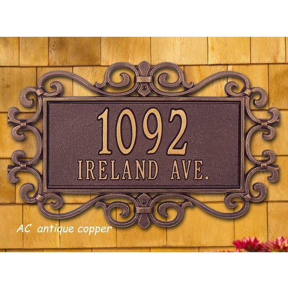 Large Address Plaque with Decorative Fretwork Scroll Frame