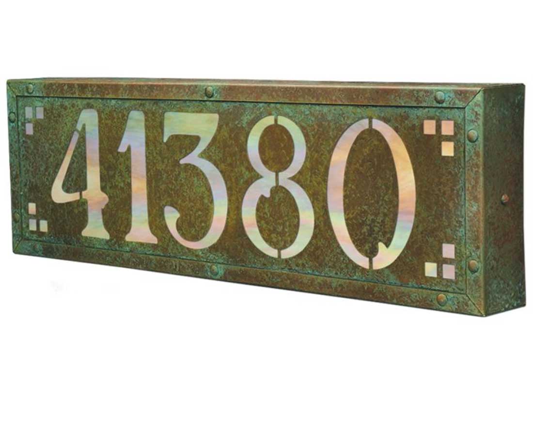 Arts & Crafts Lighted Address Plaque Large For Up To 5 House Numbers