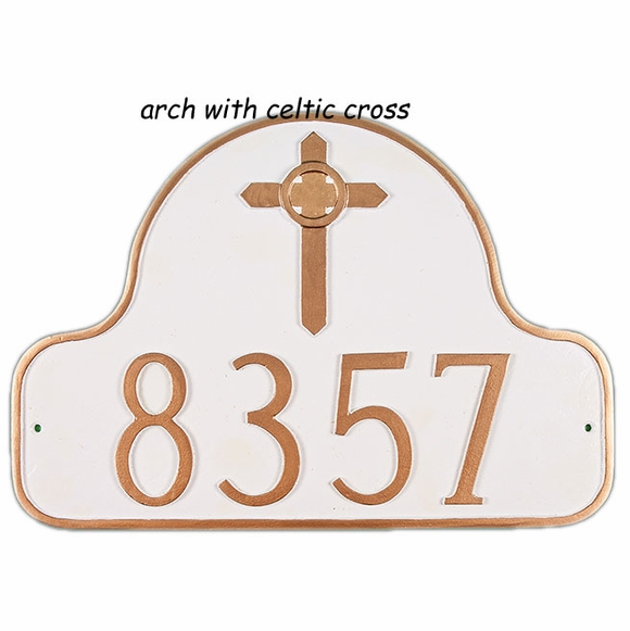 Lawn Mount Address Plaque with Christian Cross