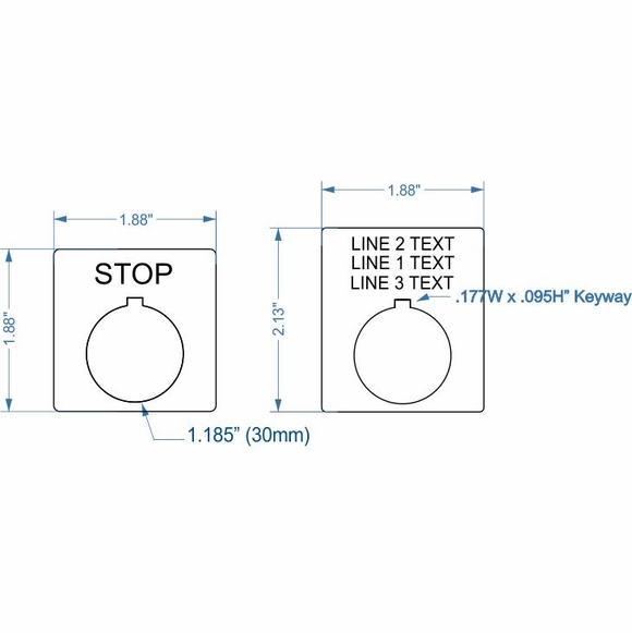 Legend Plate for 30mm Push Buttons, Selector Switches or Indicators