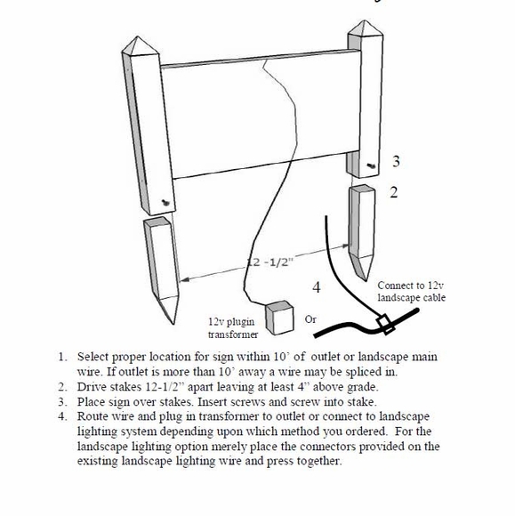 Light Up Lawn Mount Address Plaque - Choose 120V, Low Voltage, or Solar
