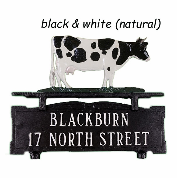 Mailbox Topper Address Sign with Cow Ornament