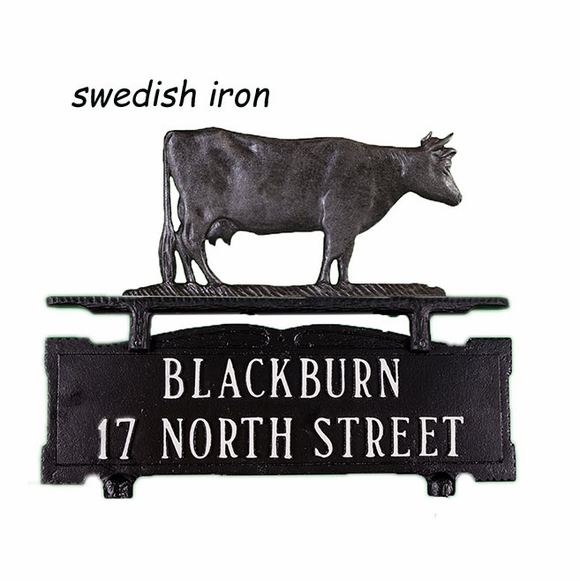 Mailbox Topper Address Sign with Cow Ornament