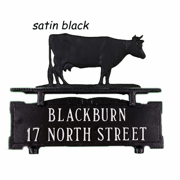 Mailbox Topper Address Sign with Cow Ornament