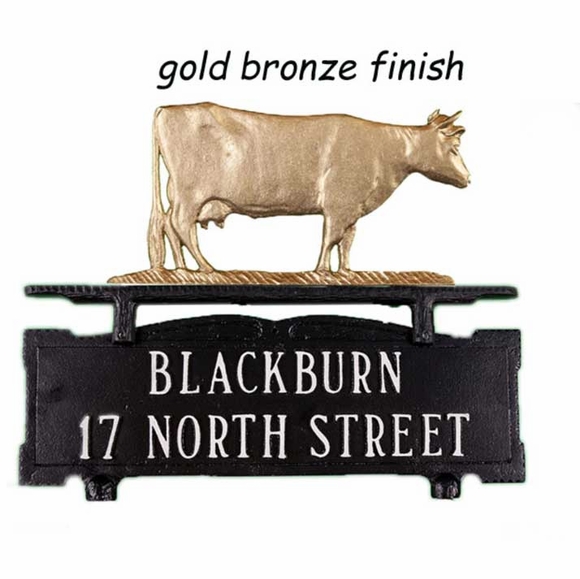 Mailbox Topper Address Sign with Cow Ornament