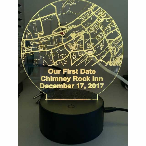 Map of Where We Met, Were Married, First Kiss - Custom Light Up Gift