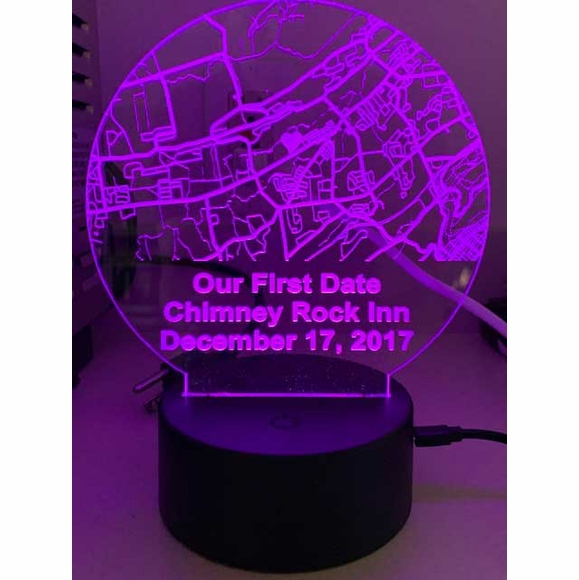 Map of Where We Met, Were Married, First Kiss - Custom Light Up Gift
