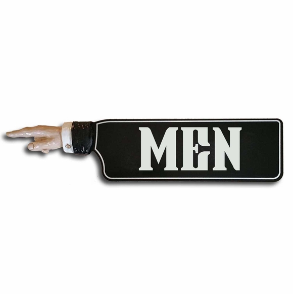 Men's Room Directional Sign Hand With Pointing Finger