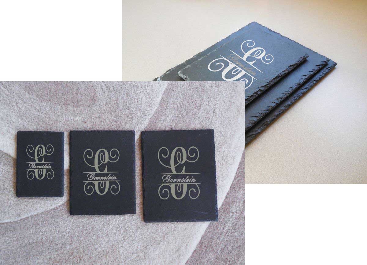 Slate Trivets Monogrammed Set of 3