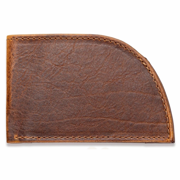 Monogrammed Front Pocket Wallet Bison Leather